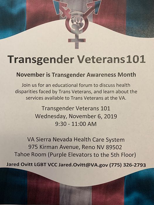Transgender Veterans 101, VA Sierra Nevada Health Care System, 6 November